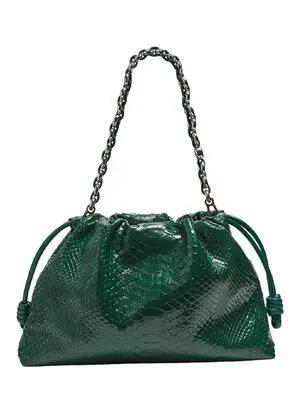 Loewe Loewe Flamenco Large Shoulder Bag In Patent Python Emerald Green