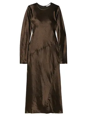 Max Mara Elogio Paneled Crinkled-satin Midi Dress - Brown