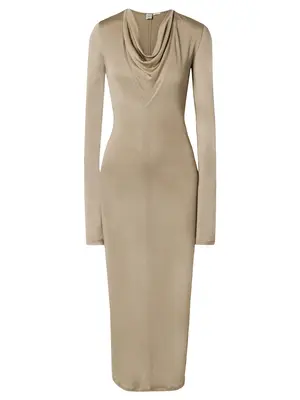 TOTEME Draped Stretch-jersey Maxi Dress - Neutrals