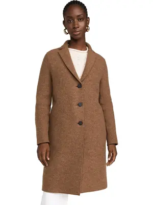 Harris Wharf London Boiled Wool Overcoat - Caramel Melange