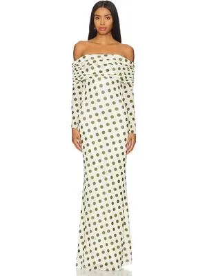 AFRM Thelma Polka Dot Maxi Dress - Green