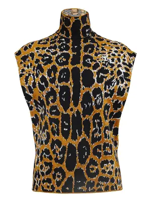Alaïa Leopard Top - Noir & Multicolor