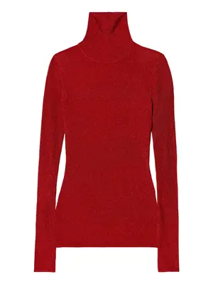 Isabel Marant Jaelis Metallic Ribbed-knit Turtleneck Sweater - Red