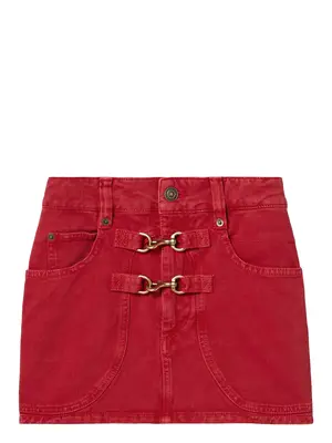 Isabel Marant Paulina Embellished Denim Mini Skirt - Red