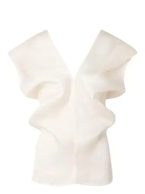 Khaite Ami Draped Silk-gazar Top - White