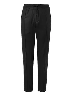 Zegna Straight-leg Pleated Wool, Silk And Cashmere-blend Trousers - Black