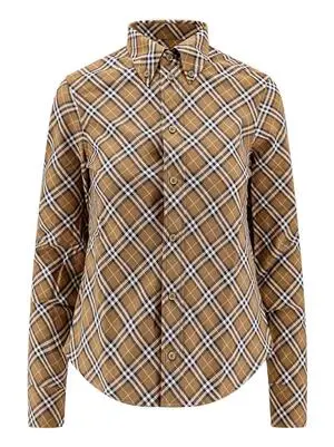 Burberry Organic Cotton Check Print Shirt - Beige