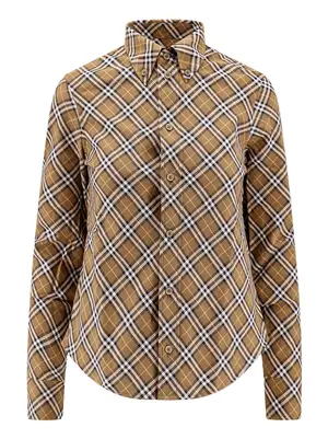 Burberry BURBERRY Organic Cotton Check Print Shirt Green