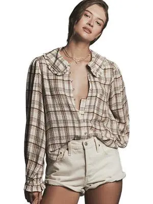 PILCRO Pilcro Keira Plaid Blouse Modern Sport Plaid Brown
