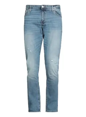 Armani Exchange Jeans With Leather Trims - Blue