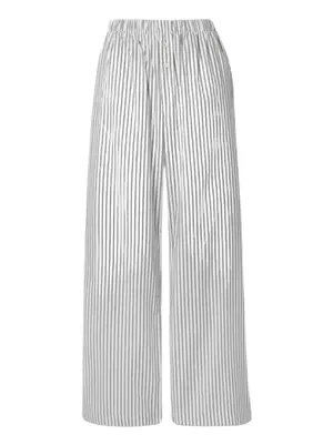 Eterne ÉTERNE Striped Cotton-Poplin Pants Blue