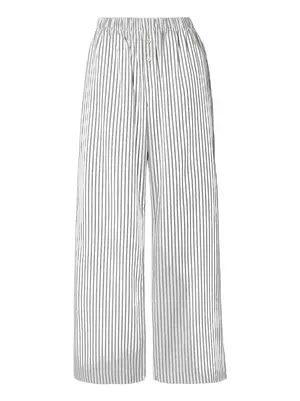 Eterne ÉTERNE Striped Cotton-Poplin Pants White