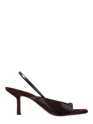 NEOUS Kamui Glossed-leather Slingback Sandals - Brown