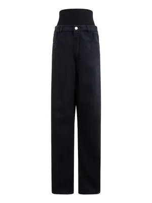 Alaïa Knitted-Band Straight Jeans Black