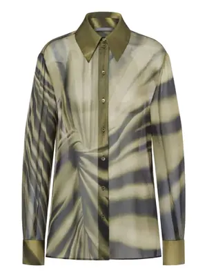 Alberta Ferretti Abstract-print Silk Shirt - Green