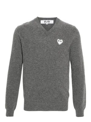 PLAY COMME DES GARCON Comme Des Garçons Play Heart-Patch Wool Jumper