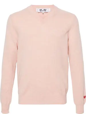 Play Comme Des Garcon V-neck Wool Jumper - Pink