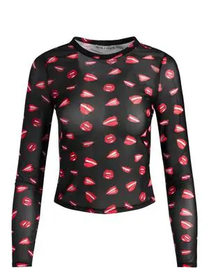 Alice + Olivia X Tom Wesselmann Delaina Cropped Top - Black