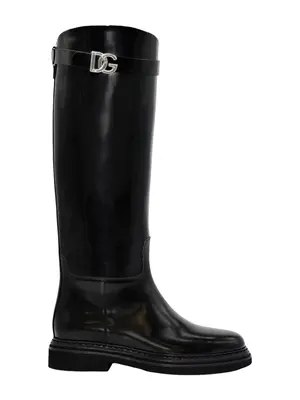 Dolce & Gabbana Logo-plaque Equestrian Boots - Black