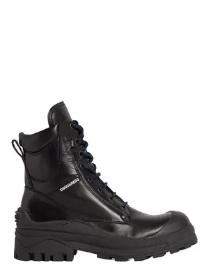 Dsquared2 Panelled Leather Boots - Black