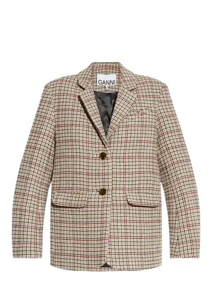 GANNI Checked Blazer - Neutrals