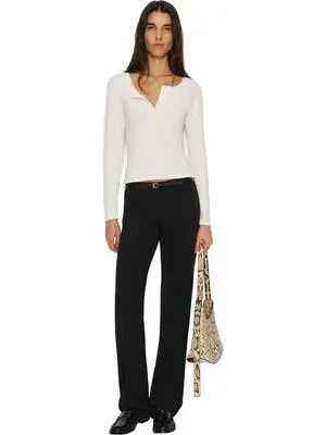 REFORMATION Long Sleeve Henley T-shirt - Ivory