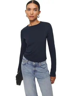 REFORMATION Ezra Slim Fit Long Sleeve - Blue