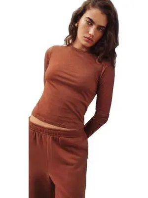 REFORMATION Ezra Slim Fit Long Sleeve Fig Jam