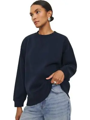 REFORMATION Drew Vintage Oversized Crewneck Sweatshirt Midnight