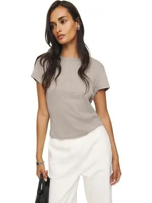 REFORMATION Max Slim T-Shirt Heather Taupe