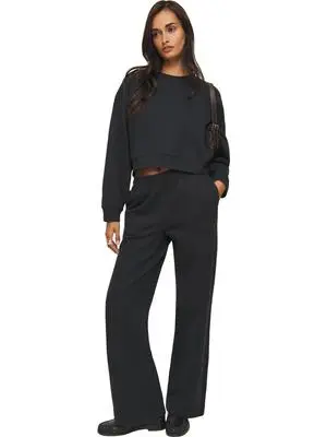 REFORMATION Kira Wide Leg Sweatpant Black