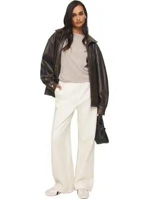 REFORMATION Kira Wide Leg Sweatpant Ivory