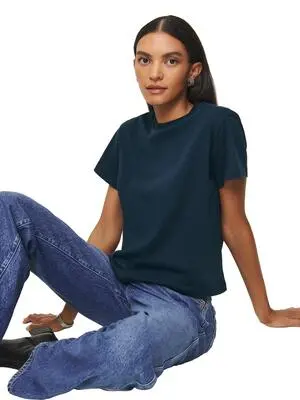 REFORMATION Rowan Crew T-Shirt Blue