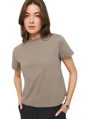 REFORMATION Rowan Crew T-Shirt Taupe