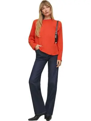 REFORMATION Asher Oversized Long Sleeve T-Shirt Paprika