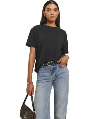 REFORMATION Liam Oversized T-Shirt Black
