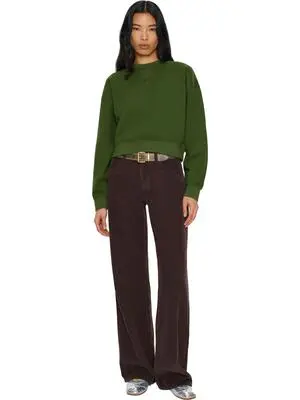 REFORMATION Grace Cropped Oversized Crewneck Sweatshirt - Green
