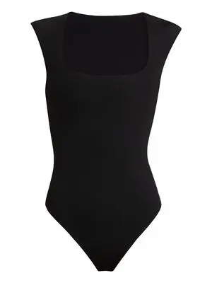 Commando Neoprene Cap-sleeve Bodysuit - Black
