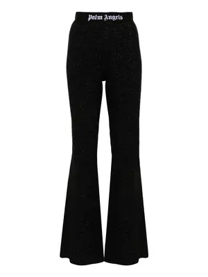 Palm Angels Logo Lurex Flared Trousers - Black