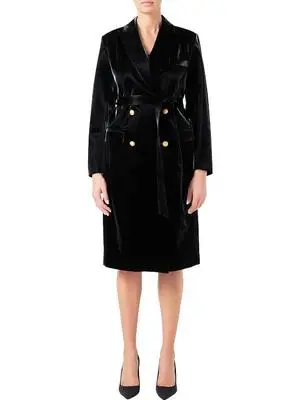 Endless Rose Double Breasted Faux Leather Trench Coat - Black