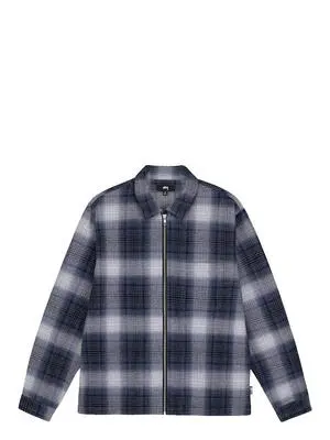 StÜssy Jack Shadow Plaid Zip Shirt - Navy Blue