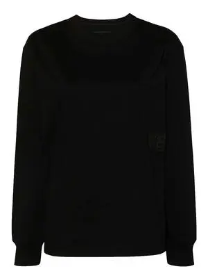 Alexander Wang Essential Puff Logo Jersey Long Sleeve Tee Shirt - Black