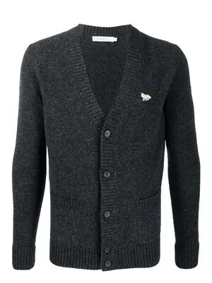 Maison Kitsuné Baby Fox Patch Cosy Cardigan Dark Grey