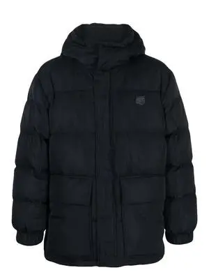 Maison Kitsuné Nylon Hooded Puffer Jacket With Fox Head Patch - Black