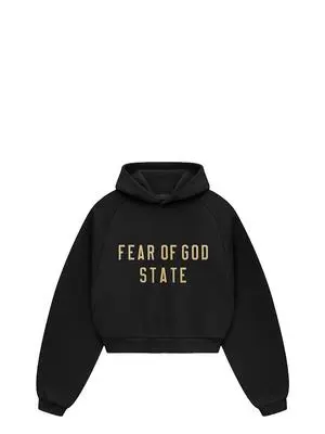 Fear Of God Essentials Fleece Cropped Hoodie - Black