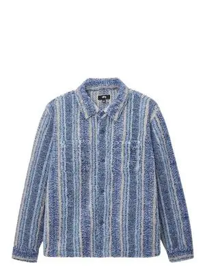 StÜssy Stripe Sherpa Shirt - Indigo