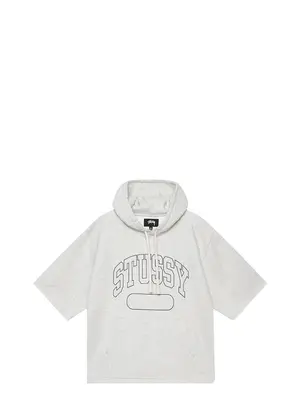 StÜssy Boxy Cropped Short Sleeve Hoodie - Ash Heather