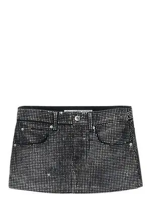 Alexander Wang All Over Distressed Crystal Mini Skirt - Washed Black