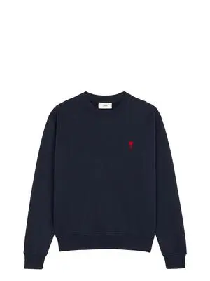 Ami De Coeur Classic Fit Crewneck Sweatshirt - Navy Blue/red