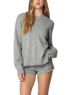 EDIKTED Oversized Knit Sweater - Gray Melange